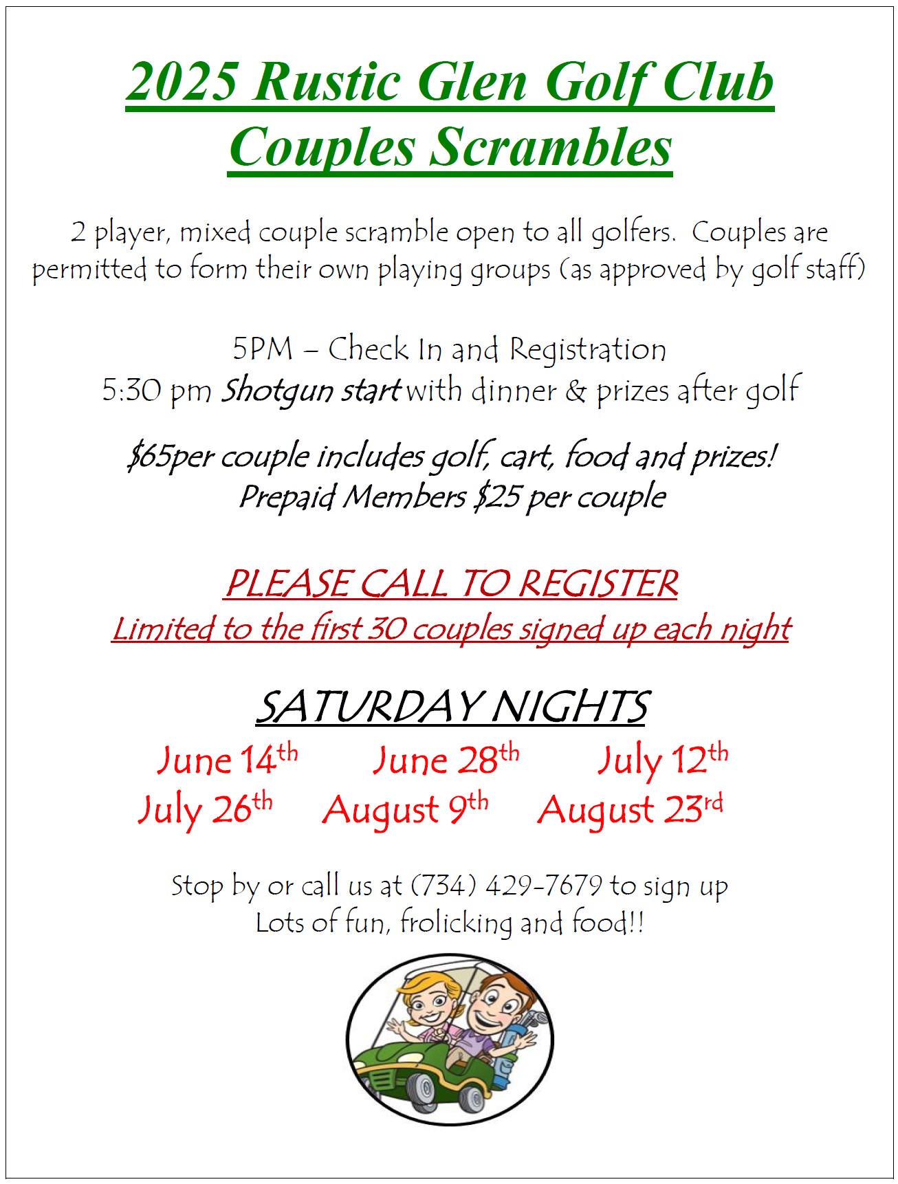 Saturday Night Couples - Rustic Glen Golf Club